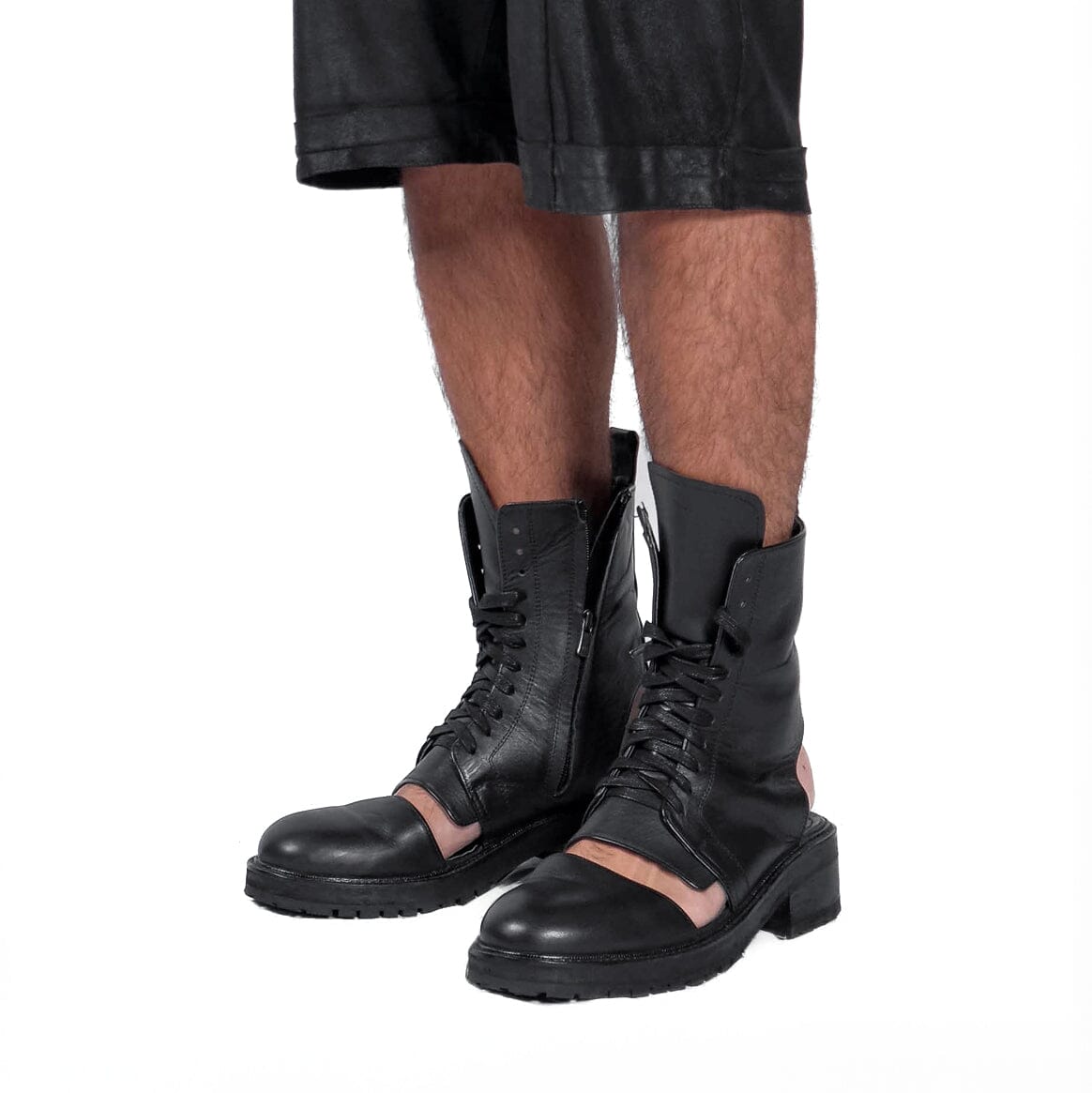 Ankle Cut Leather Boots with Cut-Outs – David's Road US