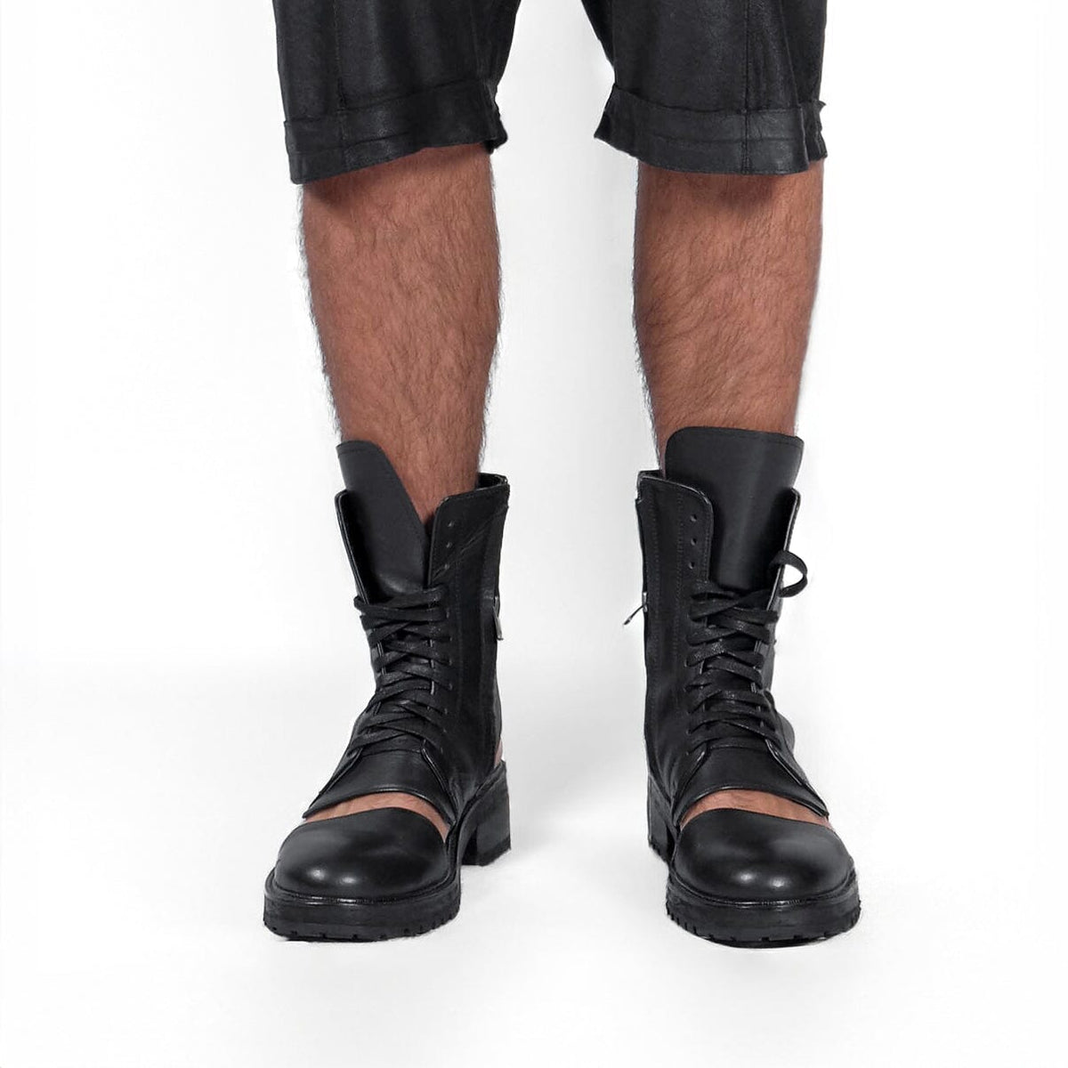 Ankle Cut Leather Boots with Cut-Outs – David's Road US