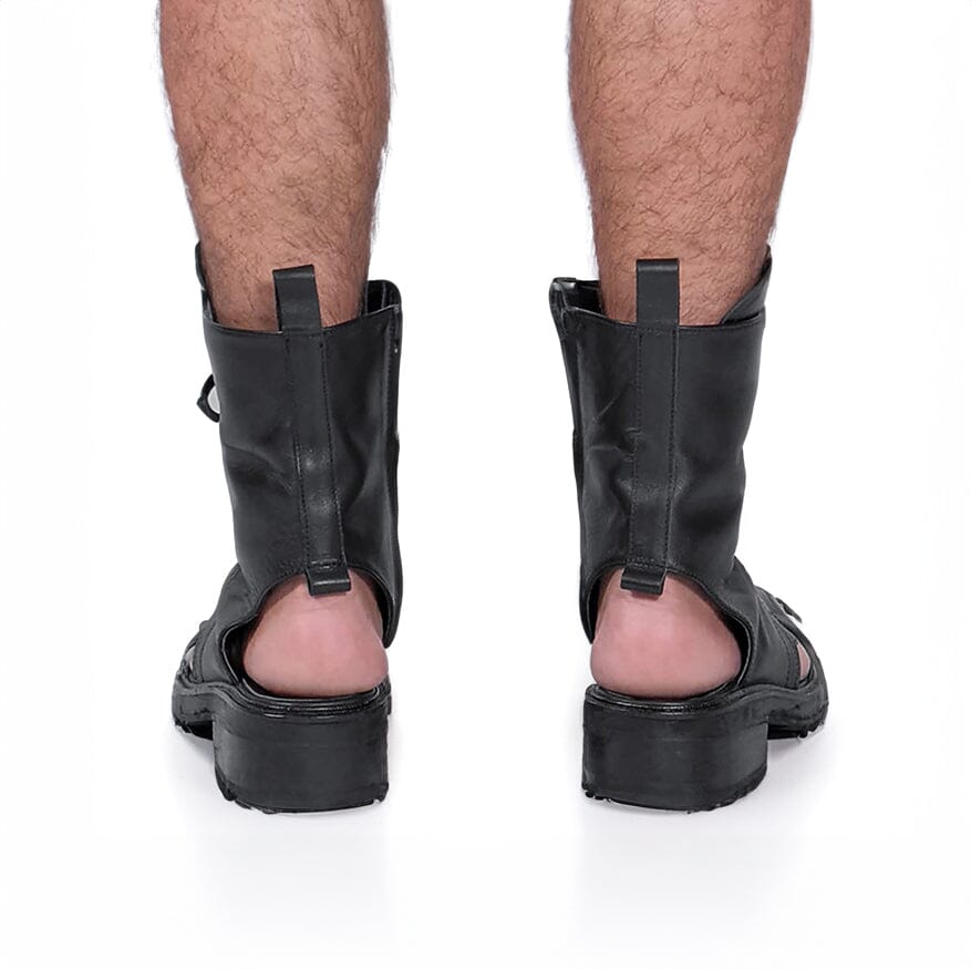 Ankle Cut Leather Boots with Cut-Outs – David's Road US