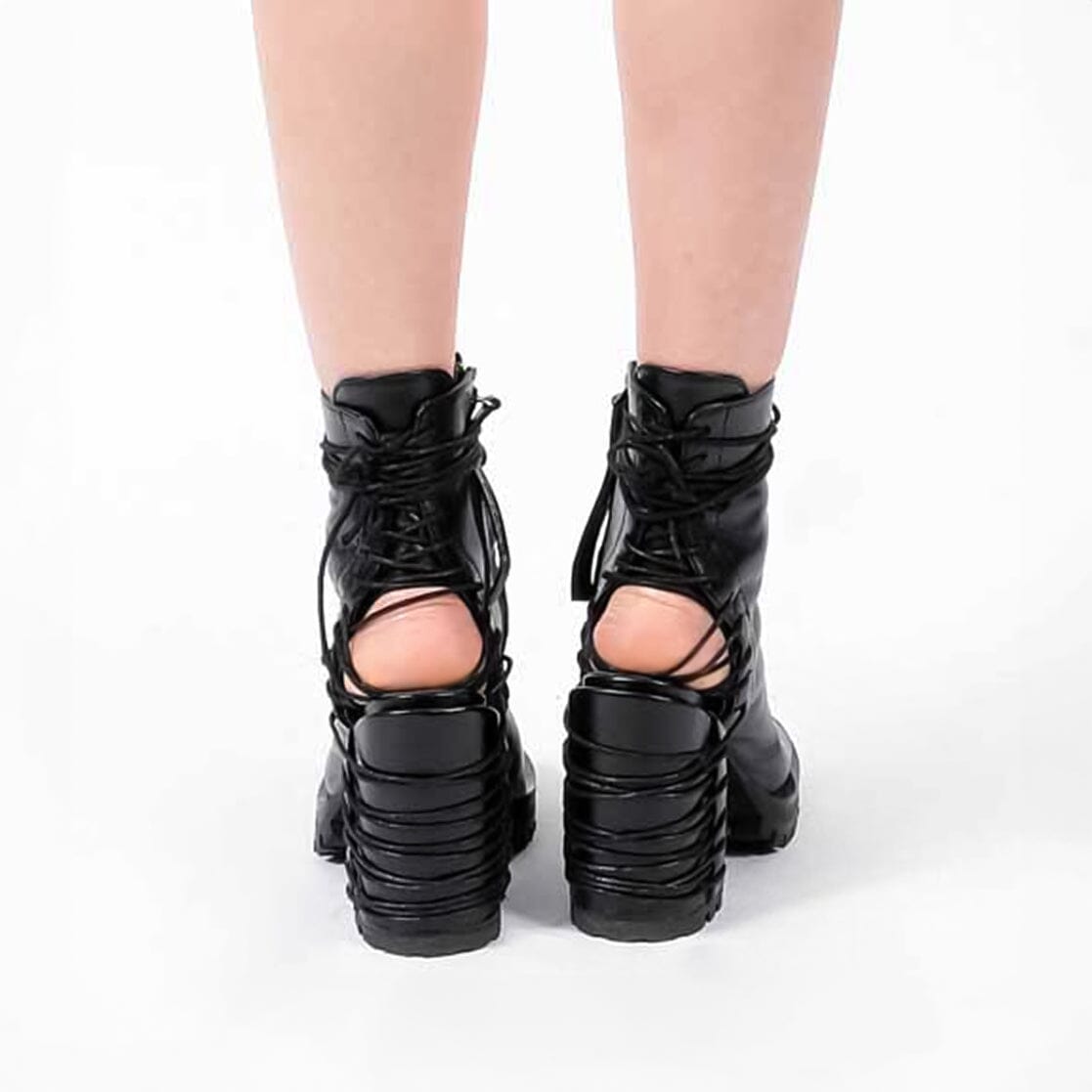 Leather Ankle Booties with Open Toes and Heels – David's Road US