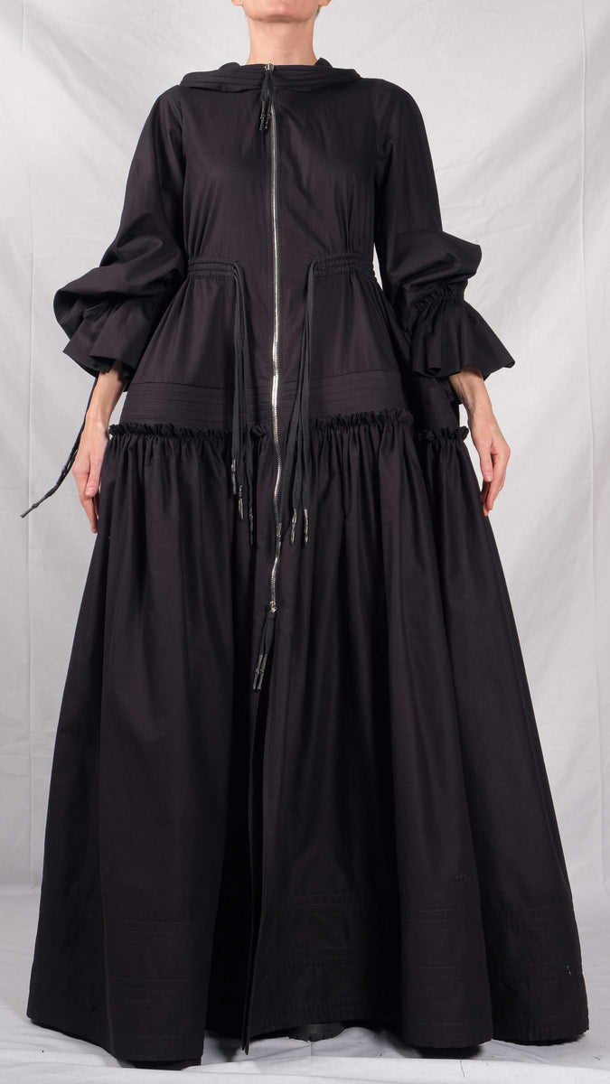 Hooded Maxi Jacket with Bell Sleeves – David's Road US