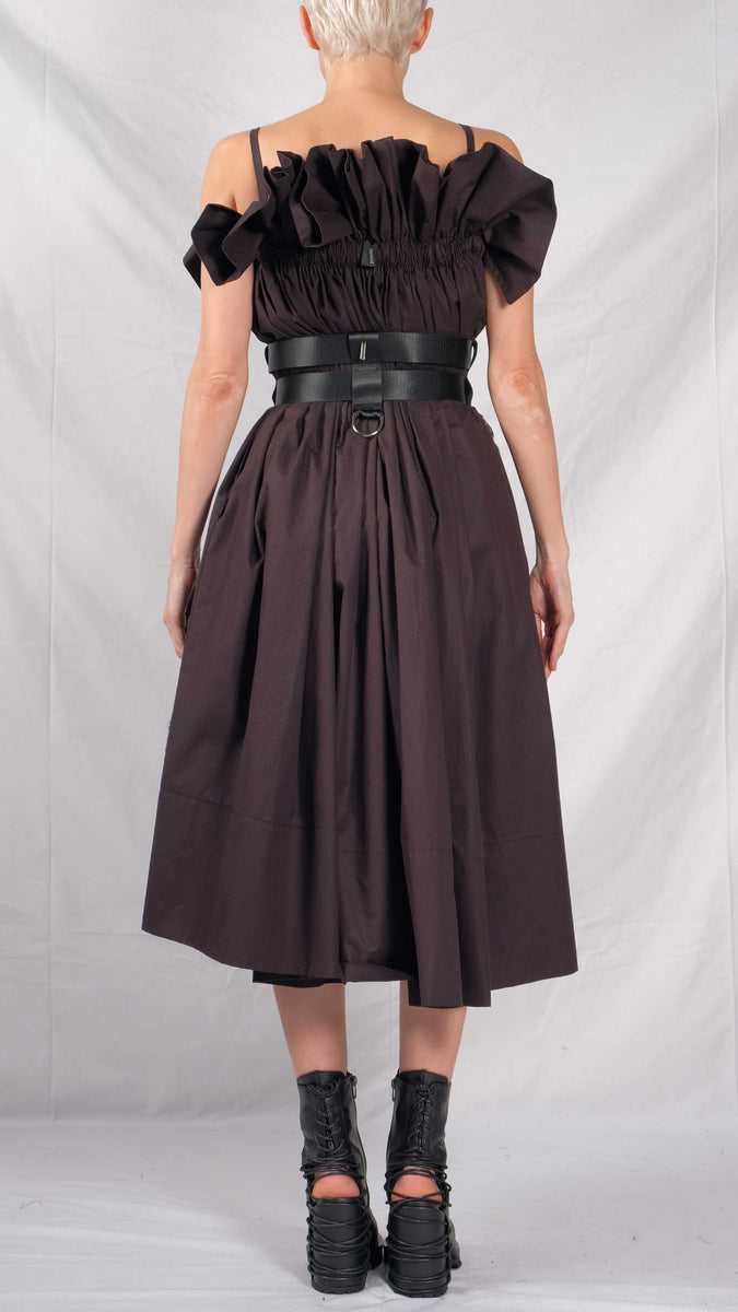 Cotton Ruffled Midi Dress – David's Road US